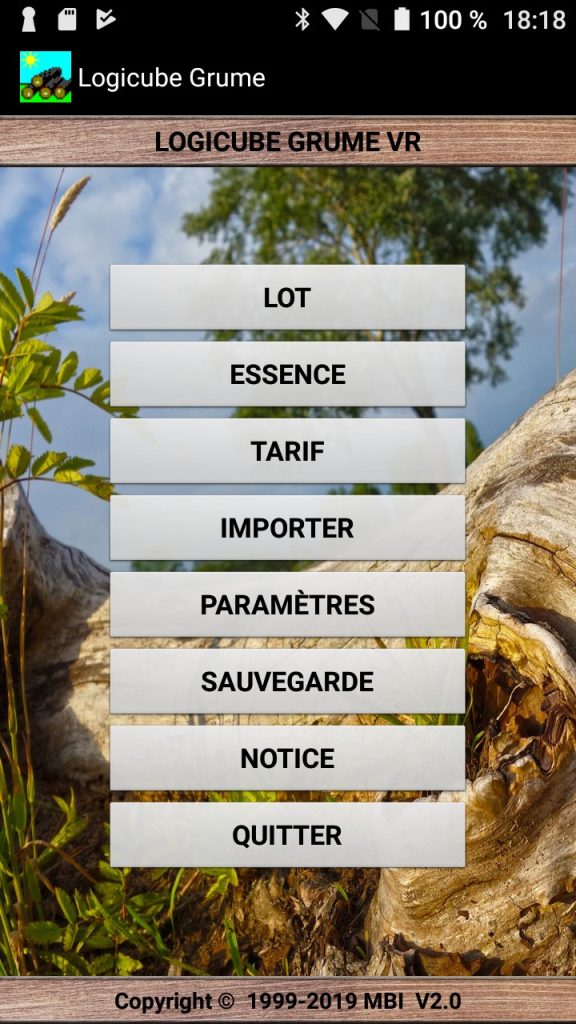 LOGICIEL DE CUBAGE bois abattus Logicube Grume Android - SDMO Quiniou