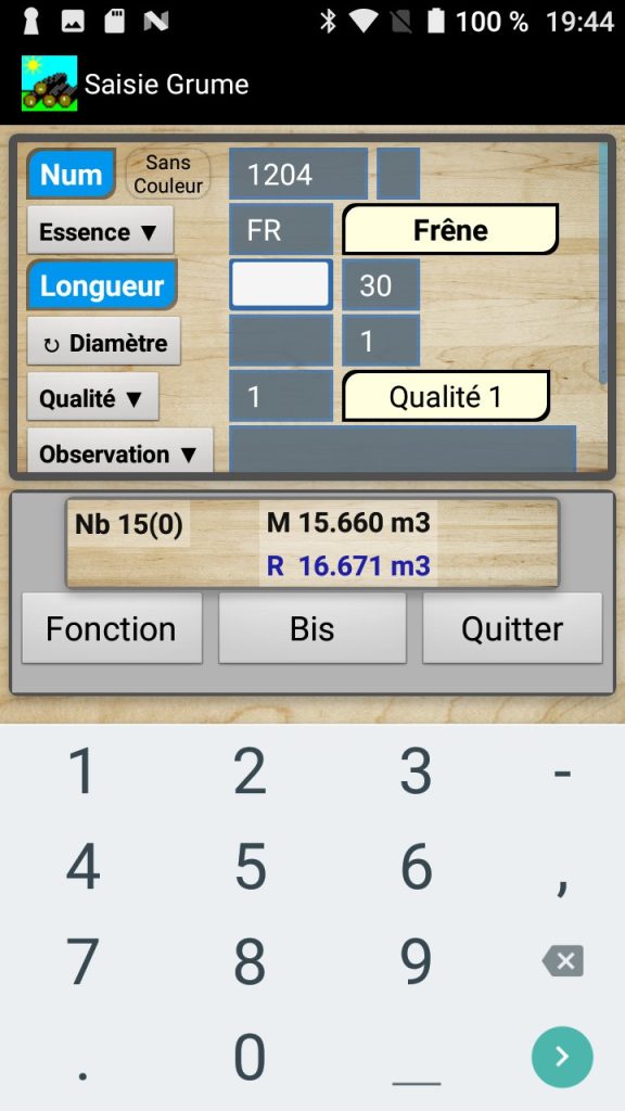 LOGICIEL DE CUBAGE bois abattus Logicube Grume Android - SDMO Quiniou